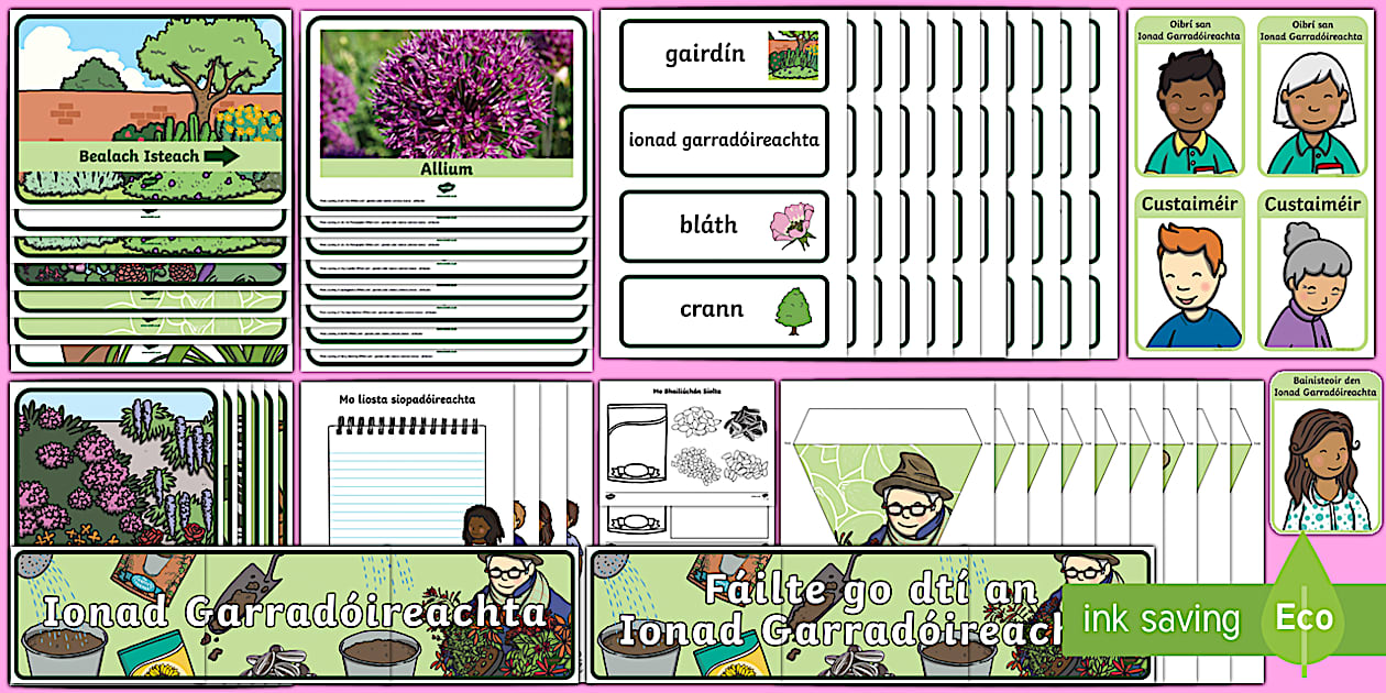 The Garden Centre Aistear as Gaeilge Display Pack - Twinkl