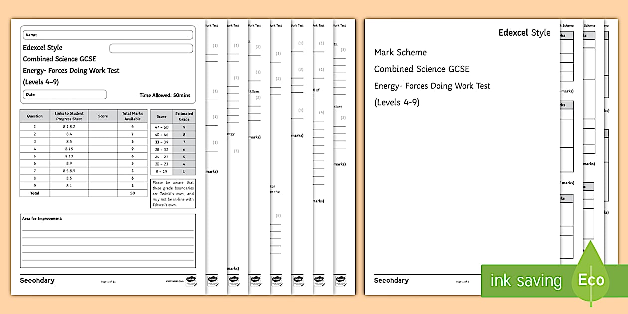 Edexcel Style Forces Doing Work Test (teacher made) - Twinkl