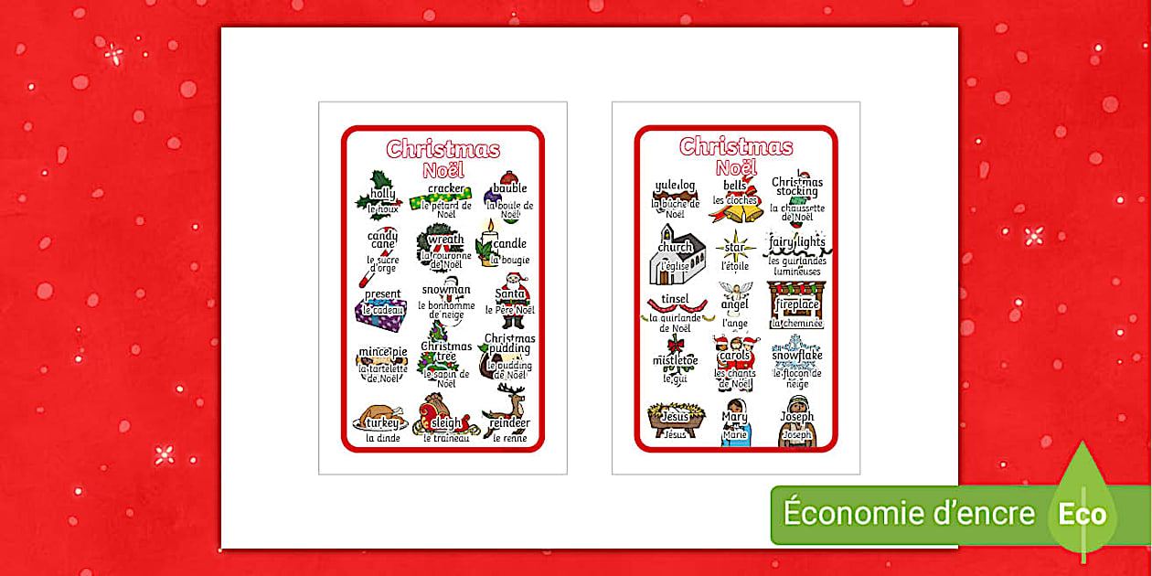 Christmas Words Prompt Frame English/French