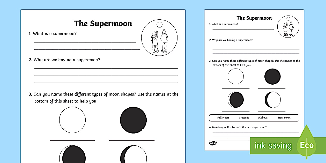 Supermoon Worksheet / Worksheet (Teacher-Made) - Twinkl