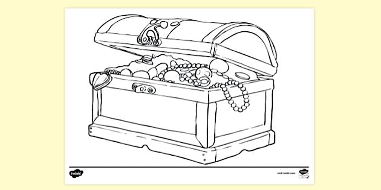 Treasure Chest Colouring Sheet - Colouring Sheets - Twinkl