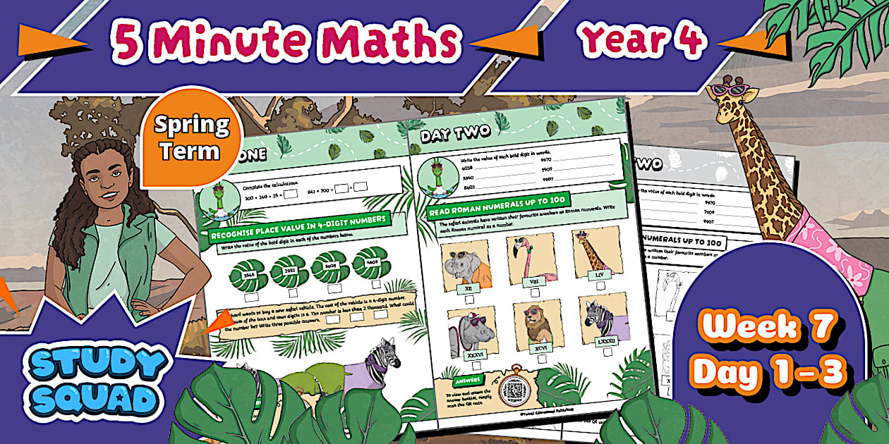 👉 * NEW * Study Squad 5 Minute Maths - Year 4 Spring - Week 7 Days 1-3