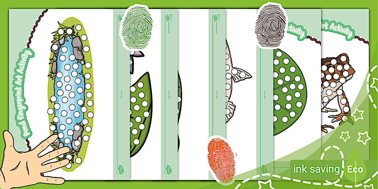 Pond Fingerprint Art Activity (teacher made) - Twinkl