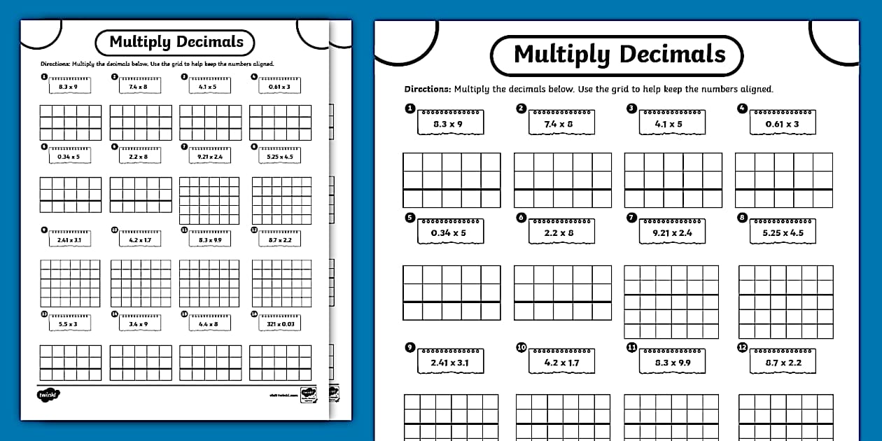 Sixth Grade Multiply Decimals With Grid Guide (teacher made)