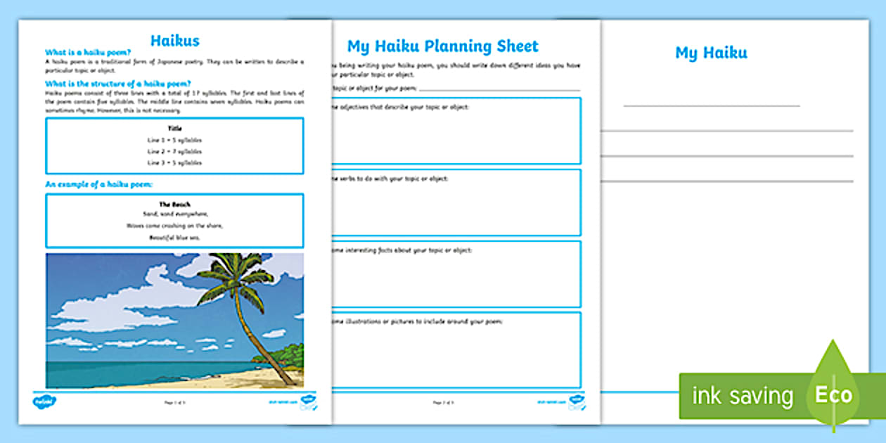 Haiku Worksheet Writing Template - Primary Resources