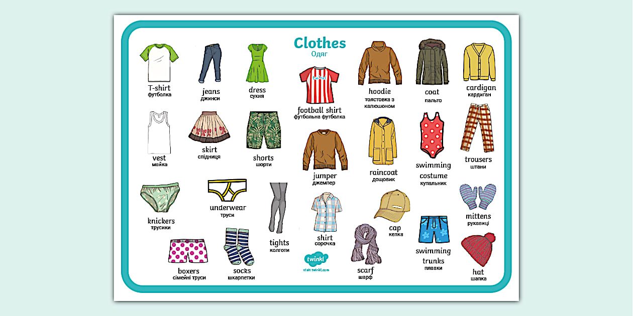 FREE! - Ukrainian Translation - Clothes Word Mat - Twinkl