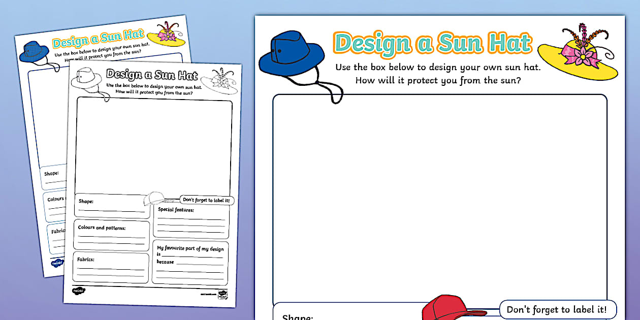 Design a Sun Hat Worksheet (teacher made) - Twinkl