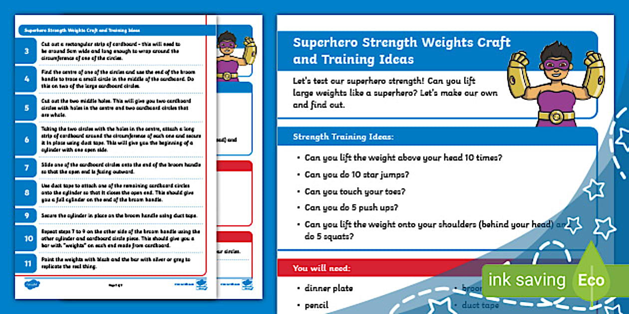 Superhero Strength Weights Craft and Training Ideas - Twinkl