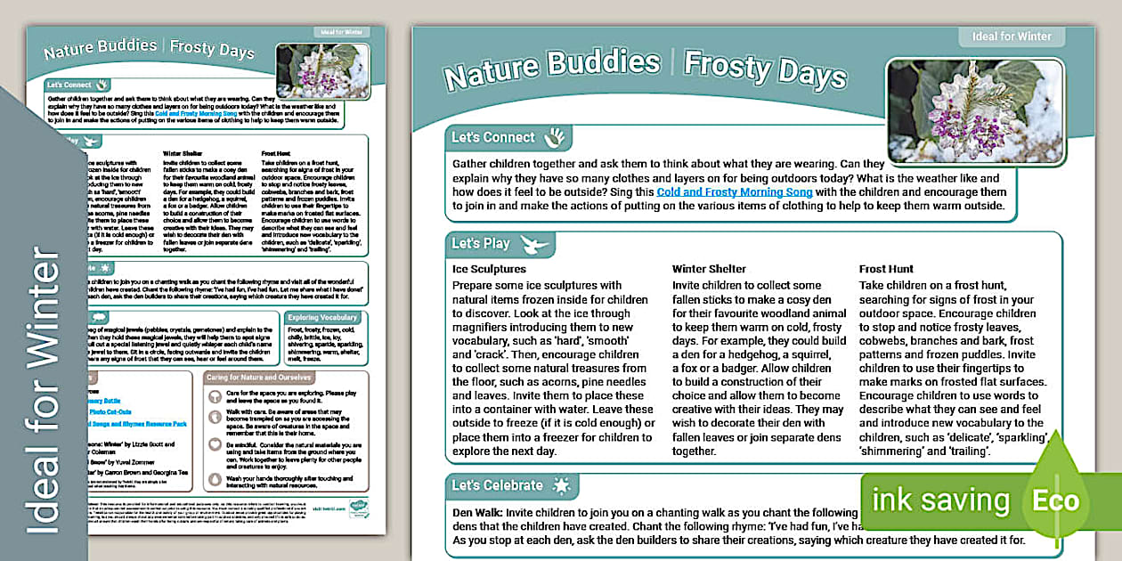 EYFS Nature Buddies Outdoor Learning: Frosty Days | Twinkl