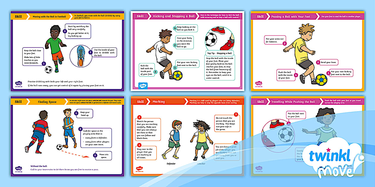 KS1 Football Skills Teaching Cards - Twinkl Move - Twinkl