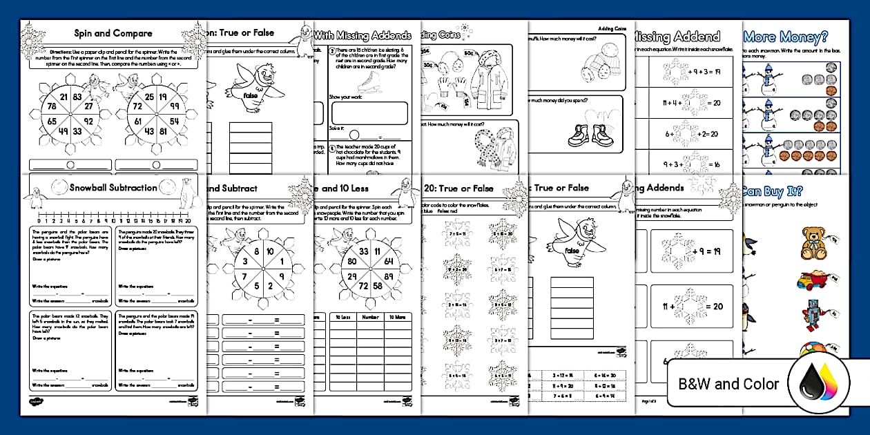 First Grade Winter Math Activity Pack (Teacher-Made)