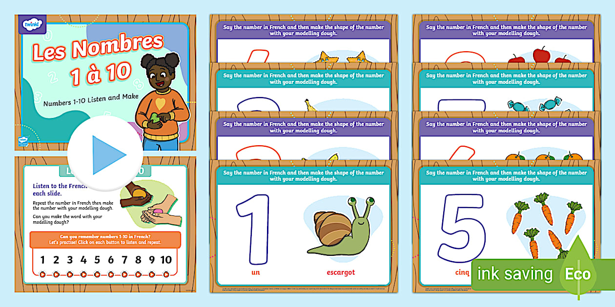 French Number Modelling Dough Mats (1-10) (teacher made)