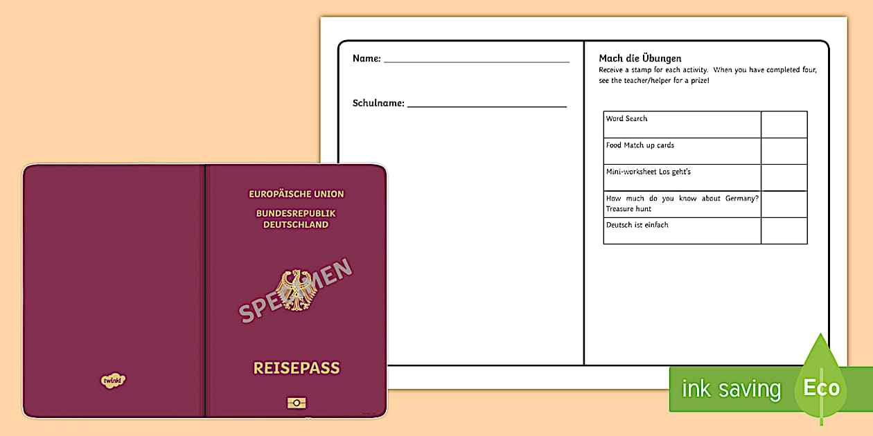 Editable Passport Worksheet German (teacher made) - Twinkl