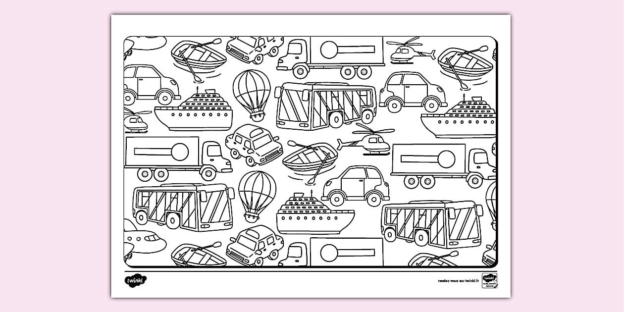 Feuille de coloriage : Les modes de transport (Teacher-Made)
