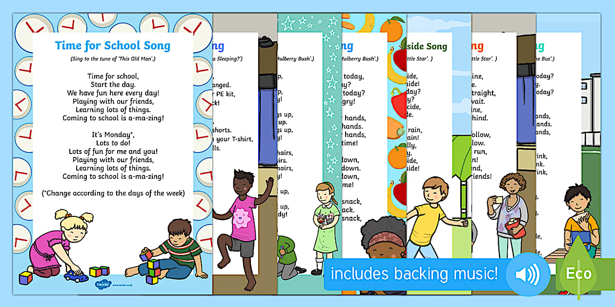 Kindergarten Daily Routine Songs and Rhymes Resource Pack, CfE