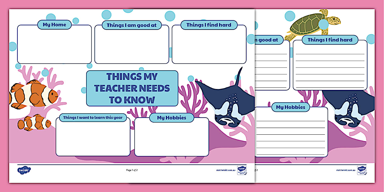 Things My Teacher Needs to Know - Activity Sheet - Twinkl