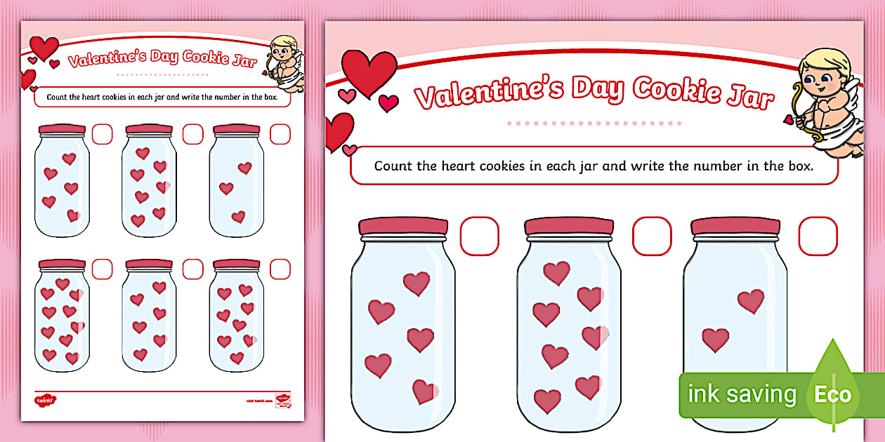 Valentine's Day Cookie Jar Counting Foundation Stage