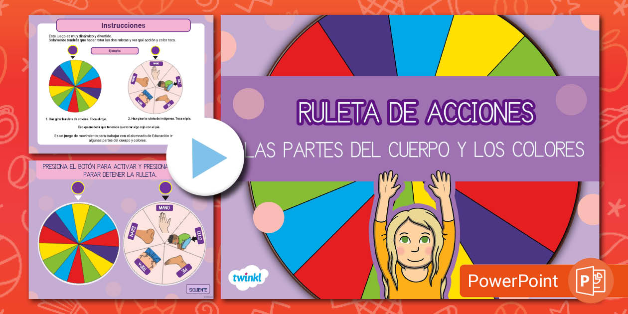 Ruleta de acciones: Las partes del cuerpo y los colores
