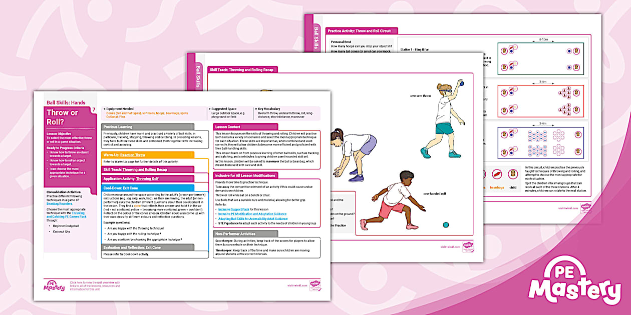 PE Mastery: Year 2 Ball Skills Lesson 7 - Throw or Roll?