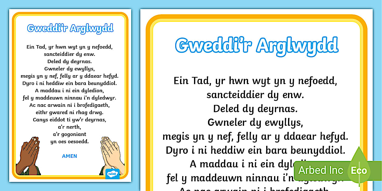 Gweddi'r Arglwydd/The Lord's Prayer Display Posters Welsh