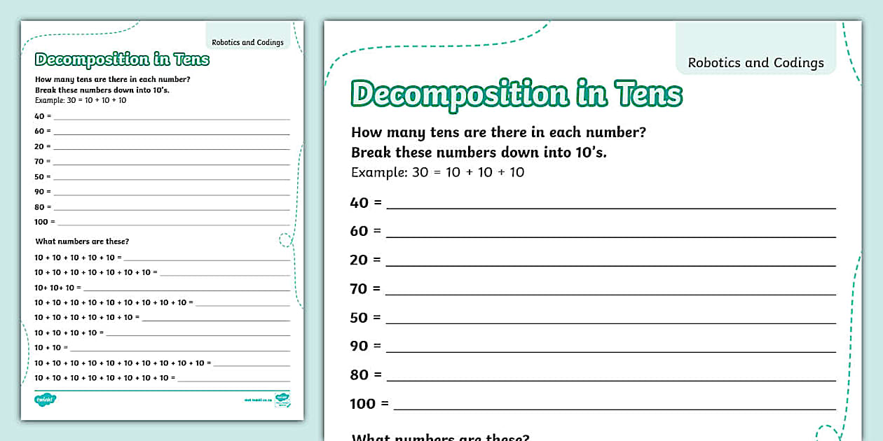 Grade 2 Robotics and Coding Decomposition 10's - Twinkl