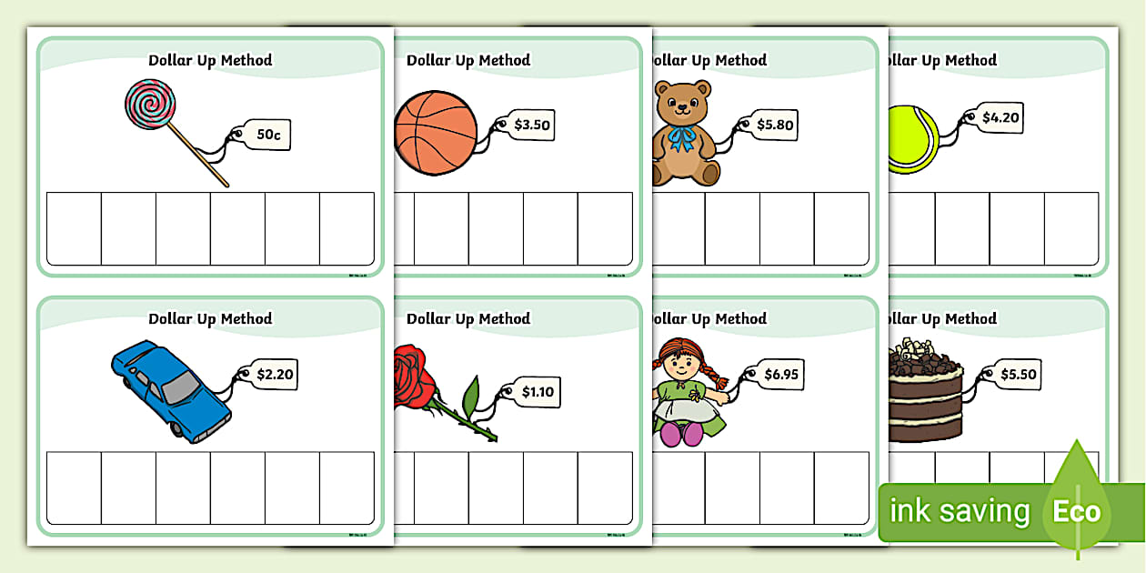 Dollar Up Method Flash Cards - Twinkl