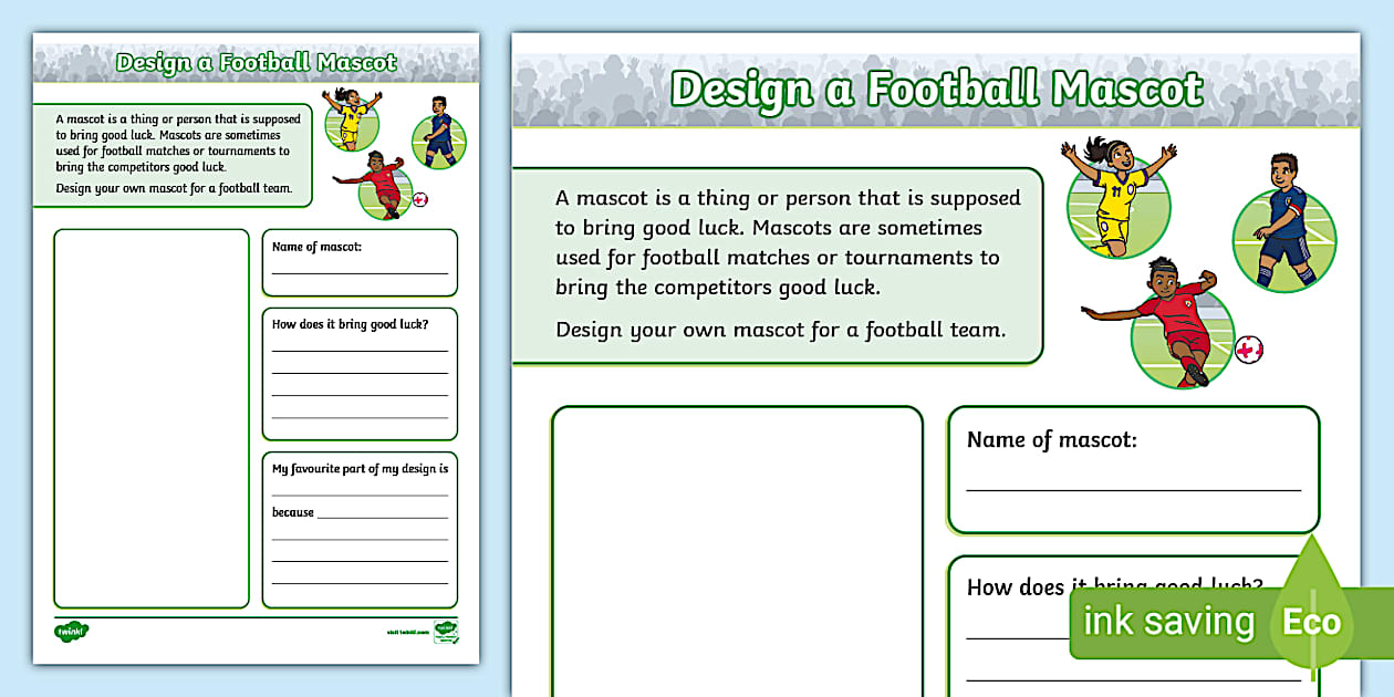 Design a Football Mascot Worksheet (teacher made) - Twinkl