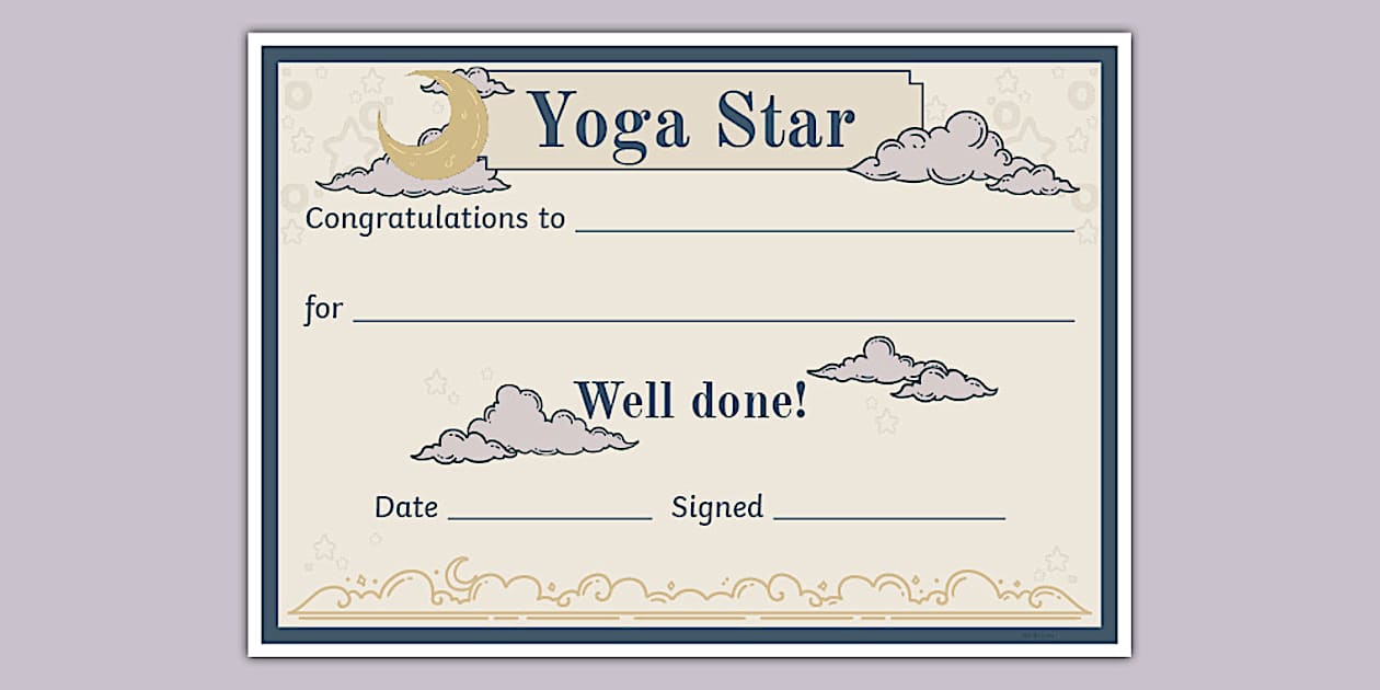 Celestial-Themed Yoga Star Certificate (l'enseignant a fait)