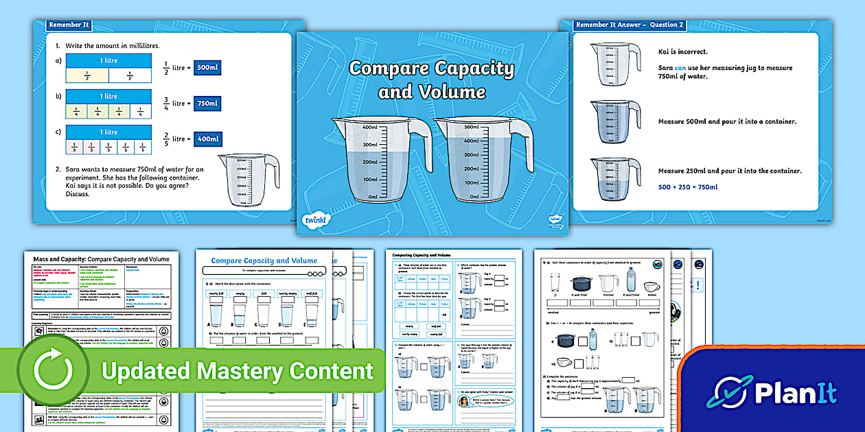 👉 Y3 Compare Capacity and Volume PlanIt Maths Lesson 10