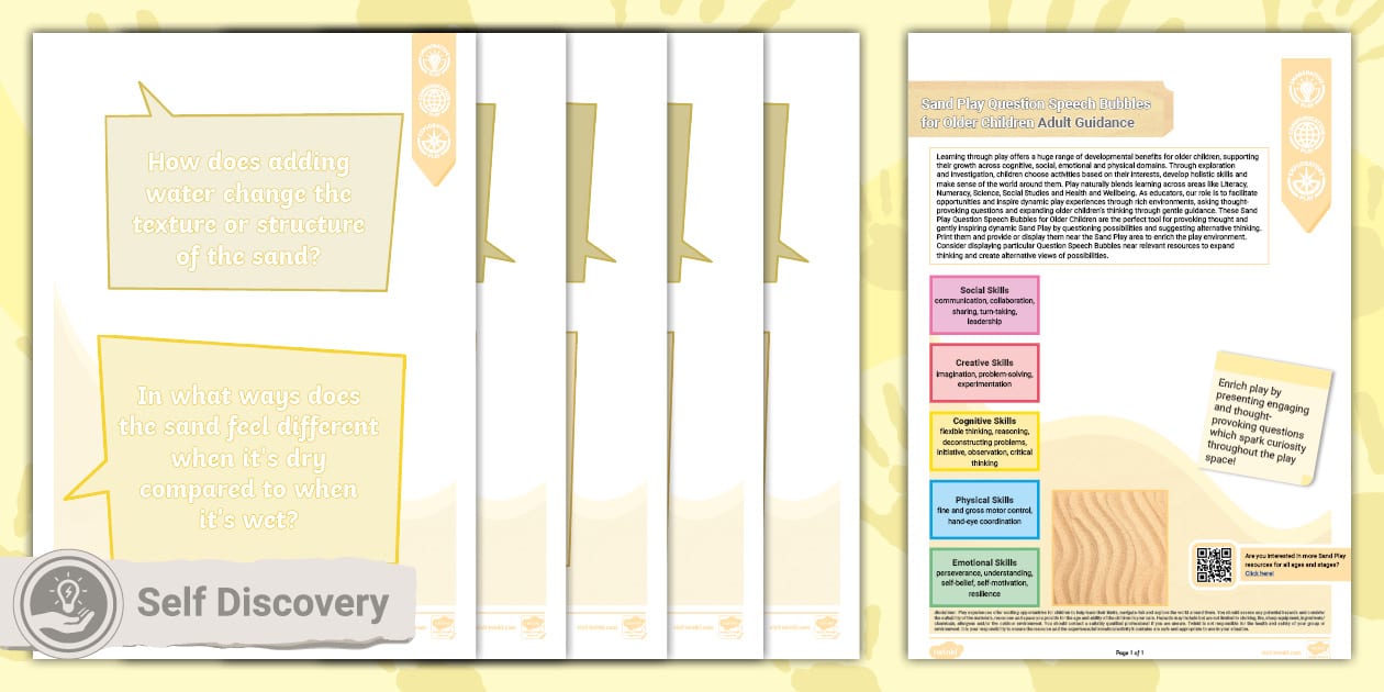 Sand Play Question Speech Bubbles for Older Children