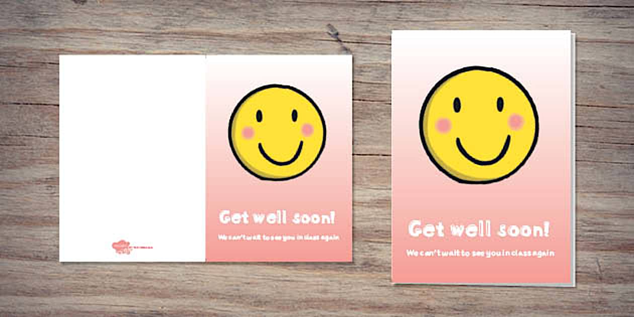 Get Well Soon Pupil Smiley Face Card | Twinkl Party - Twinkl