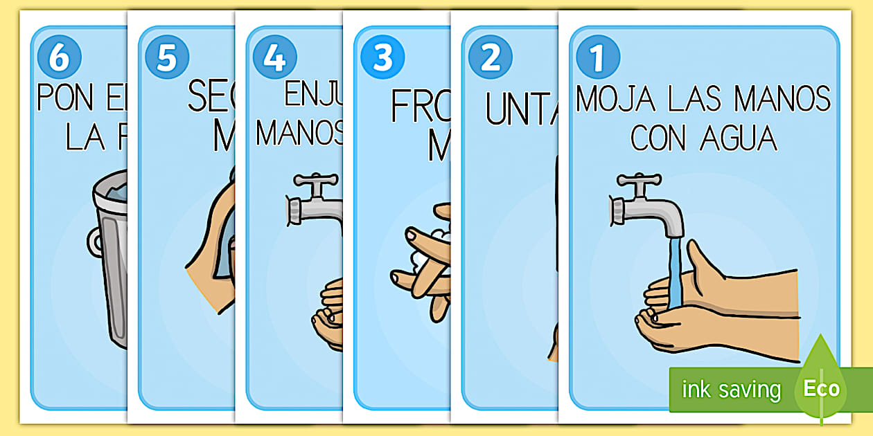 Pósters DIN A4: Cómo lavarse las manos - lavarse, manos, mano, cómo lavarse