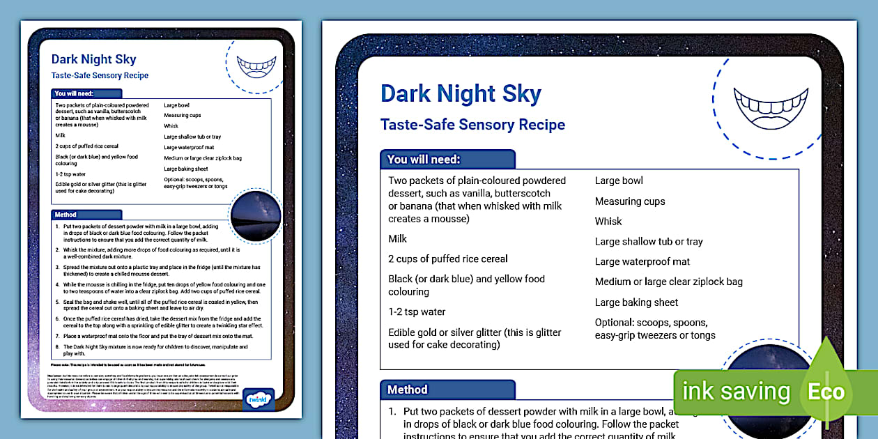 Taste-Safe Dark Night Sky Sensory Recipe | Twinkl - Twinkl