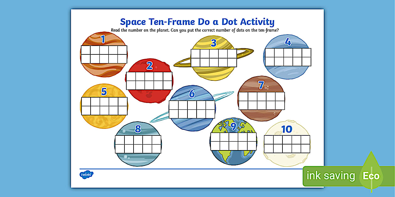 👉 Space Ten-Frame Do a Dot Number Representation Activity