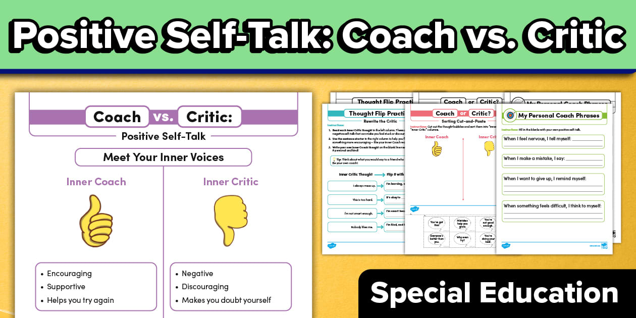 Inner Coach vs Inner Critic Worksheet | SPED | Twinkl USA