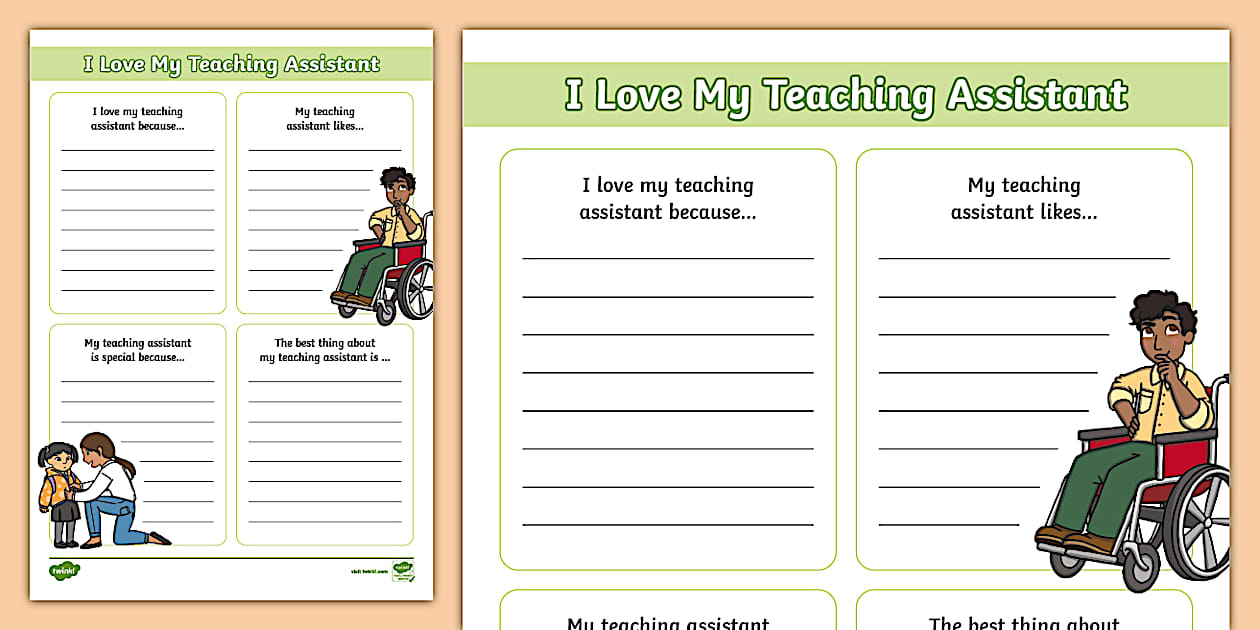 I Love My Teaching Assistant Activity Sheet (Teacher-Made)