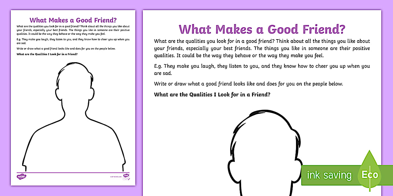 Good Friends Worksheet | Learning About Friendship | Twinkl