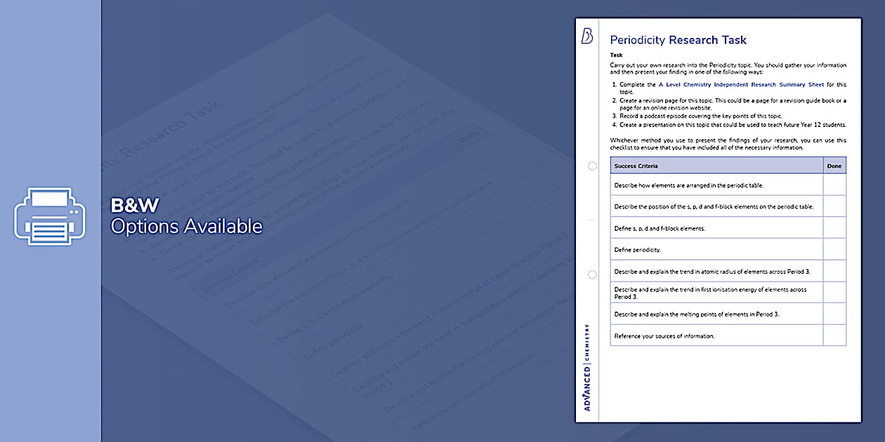 Periodicity Research Task | A Level Chemistry | Beyond