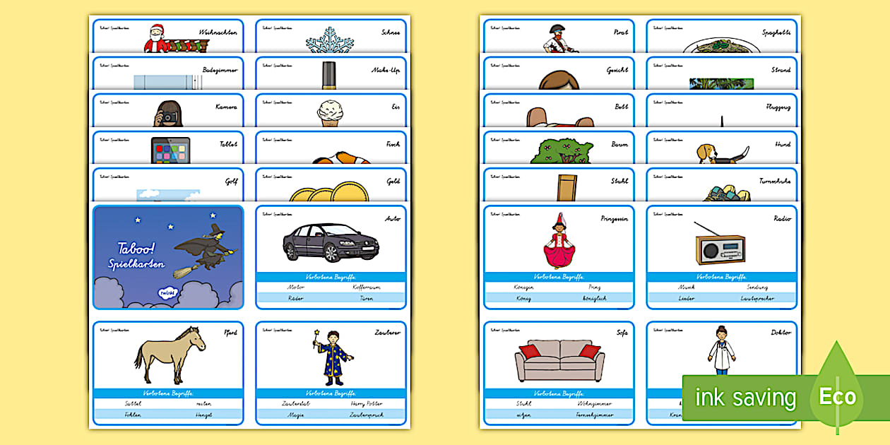 Taboo! Kartenspiel (teacher made) - Twinkl