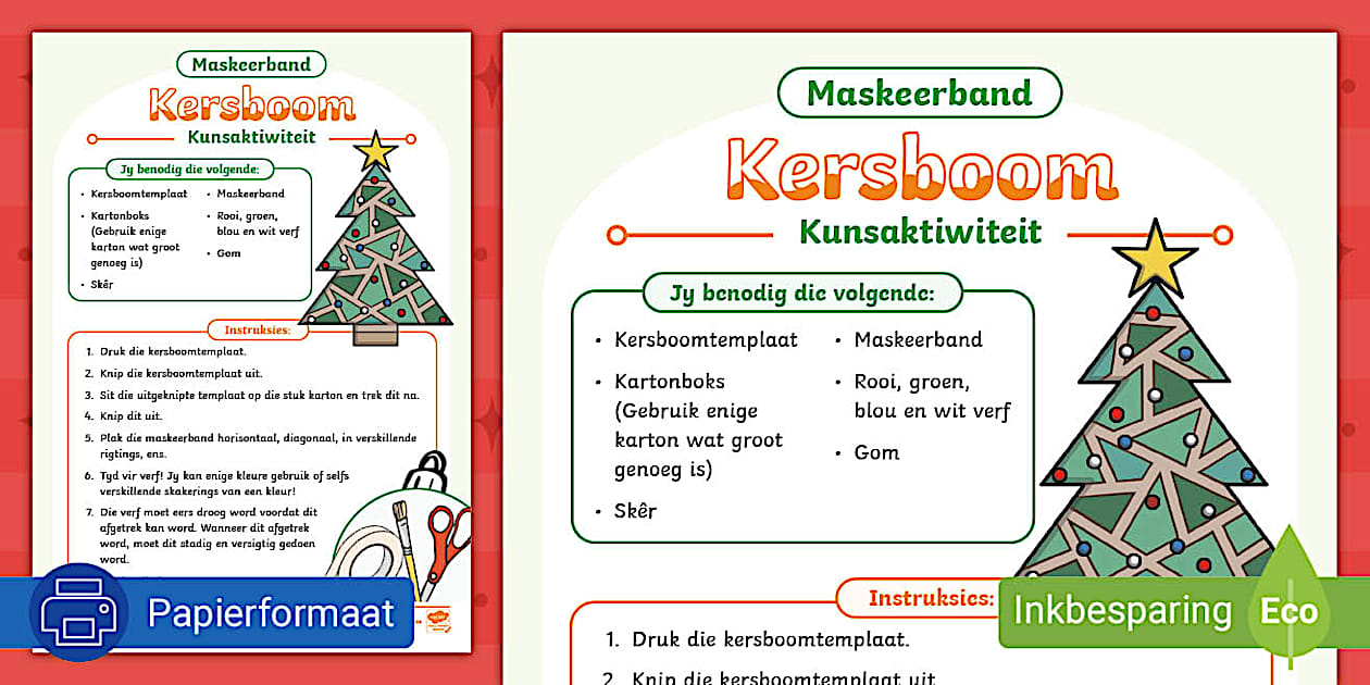 Kleefband Kersfees Boom Kunsaktiwiteit (teacher made)