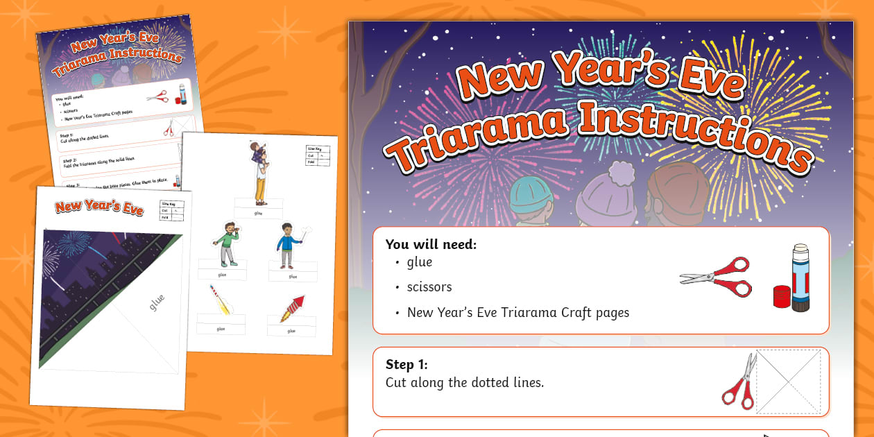 New Year's Eve Triarama Craft - Twinkl Art - Twinkl