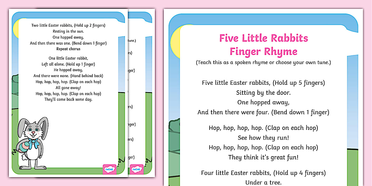 Five Easter Rabbits Finger Rhyme - Twinkl