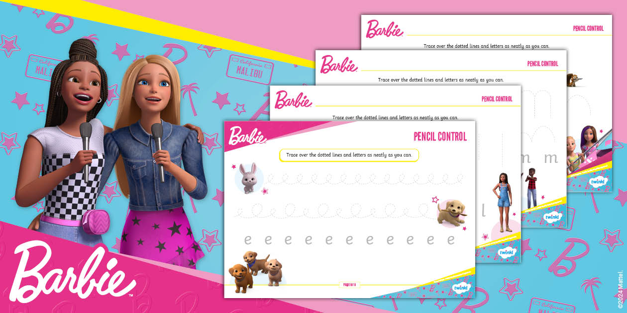 Barbie Pencil Control Sheets | Barbie: It Takes Two | Twinkl