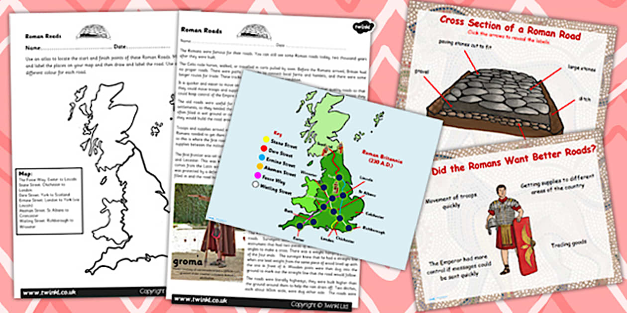 Roman Roads Task Setter and Comprehension Flipchart Activity Pack