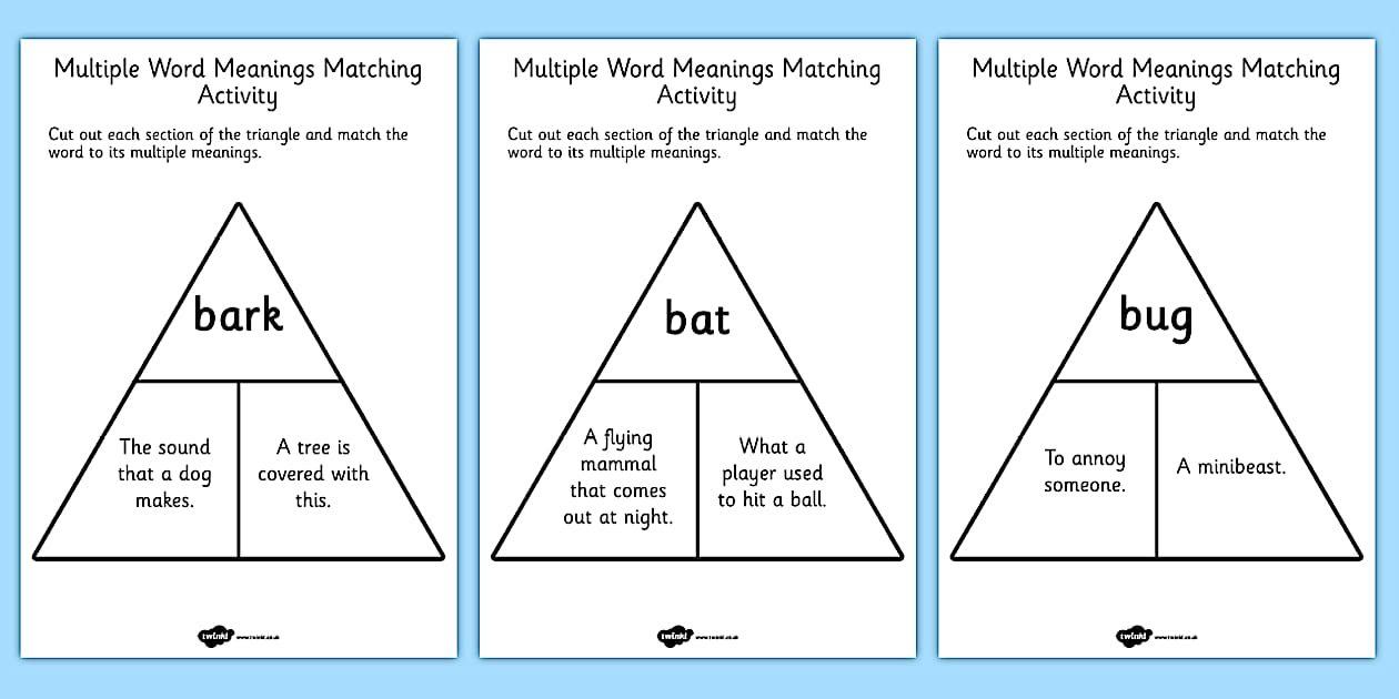 Editable Multiple Word Meanings Matching Activity - Twinkl