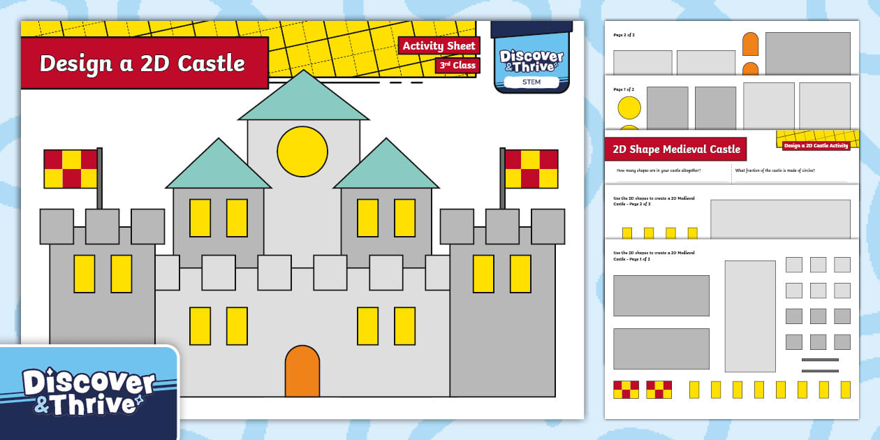 Medieval Castles (2D Shapes) Cut and Paste Activity - Twinkl