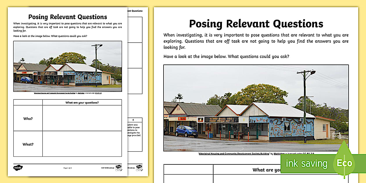 Posing Relevant Questions Assessment Sheet (teacher made)