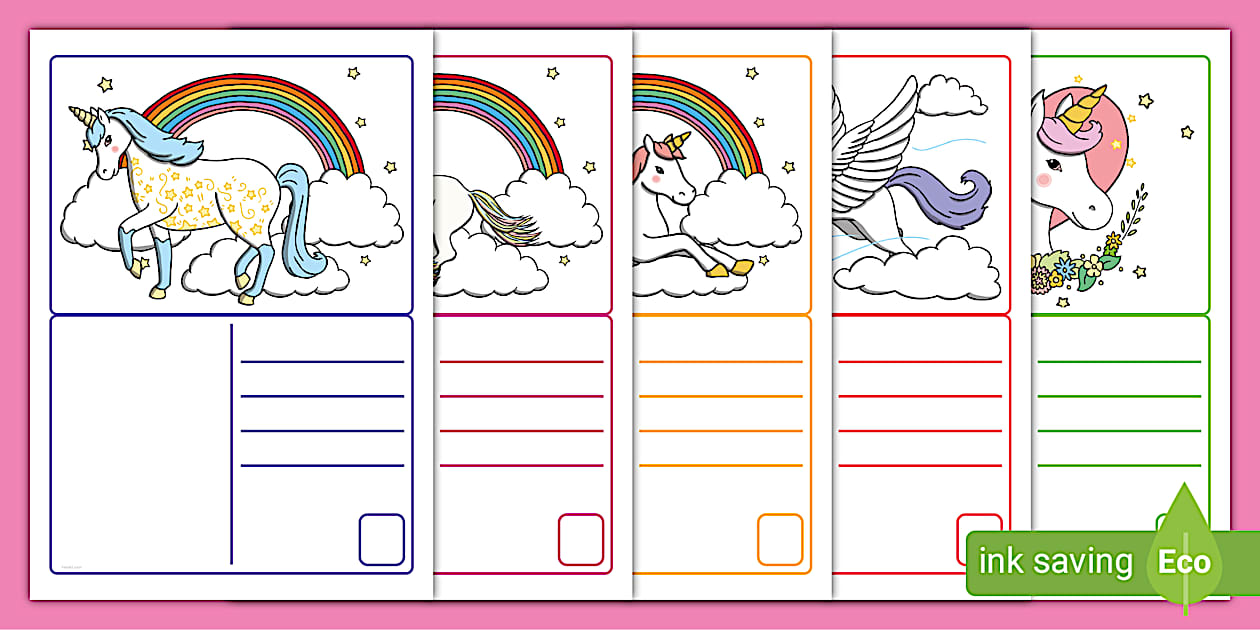 Unicorn-Themed Postcards for Kids - Download now! - Twinkl