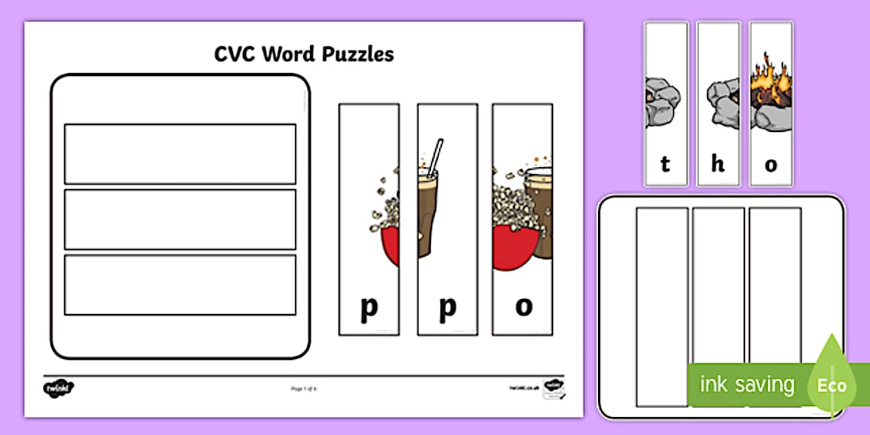 Editable Workstation Pack: CVC (o) Words Puzzles Activity Pack