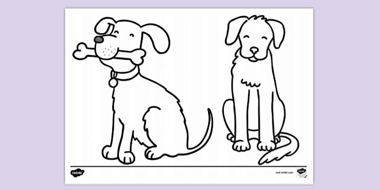 Colouring Page of Dogs | Colouring Sheets (teacher made)